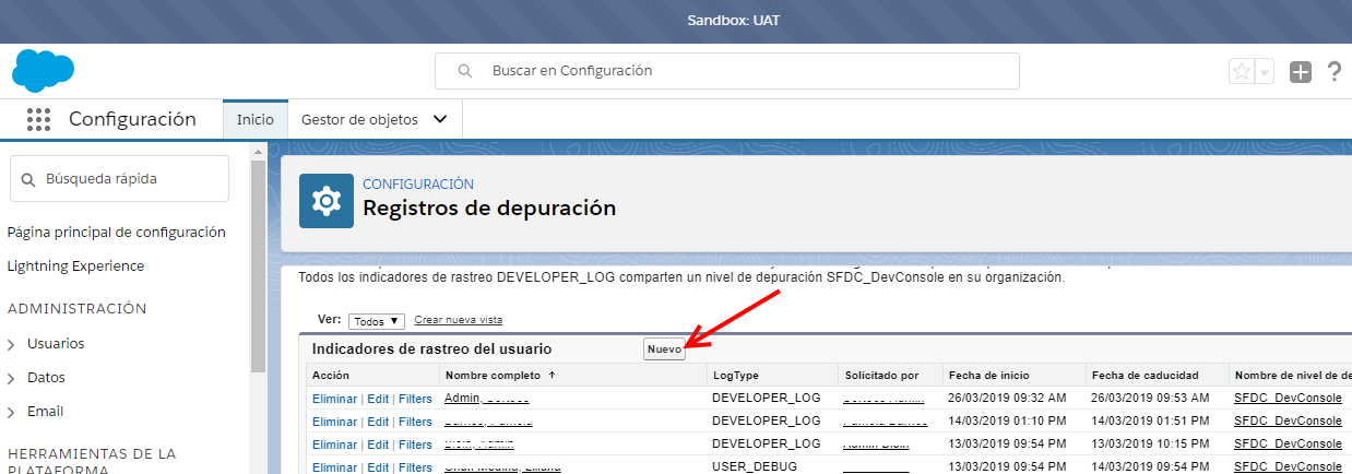 Habilitar logs por usuario en Salesforce - Jorge Arrambide